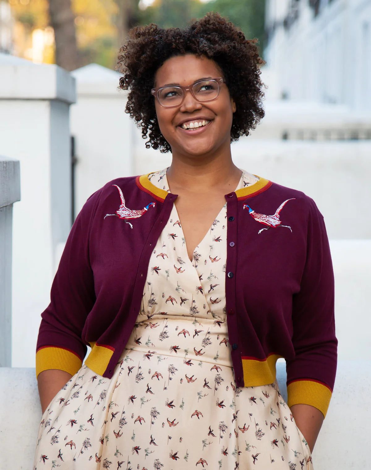 Vera - Plum Pheasant Cardigan XL – Ruby Tuesday